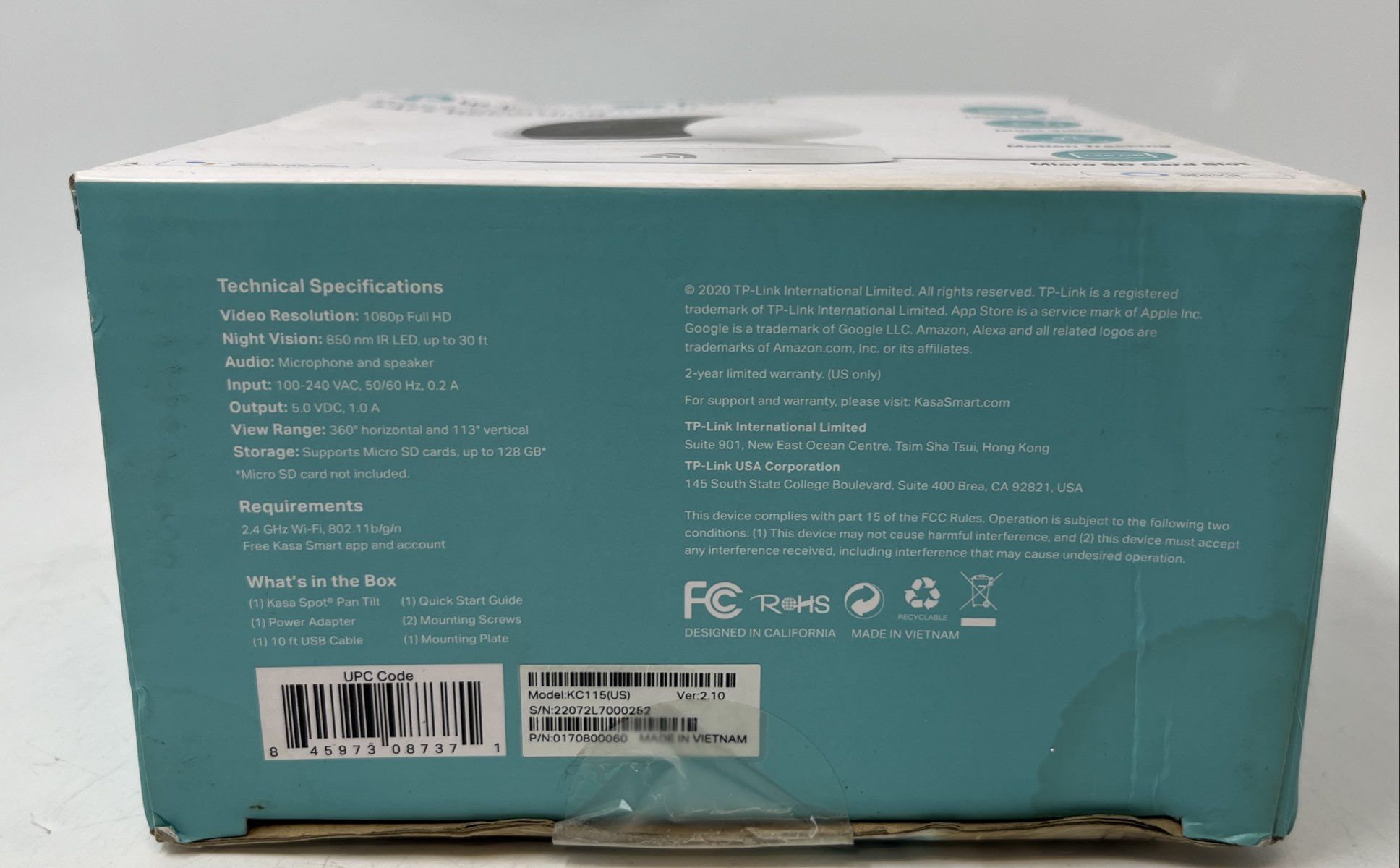 TP-Link Kasa Spot Pan And Tilt 24/7 Recording Security Camera Not Test ...