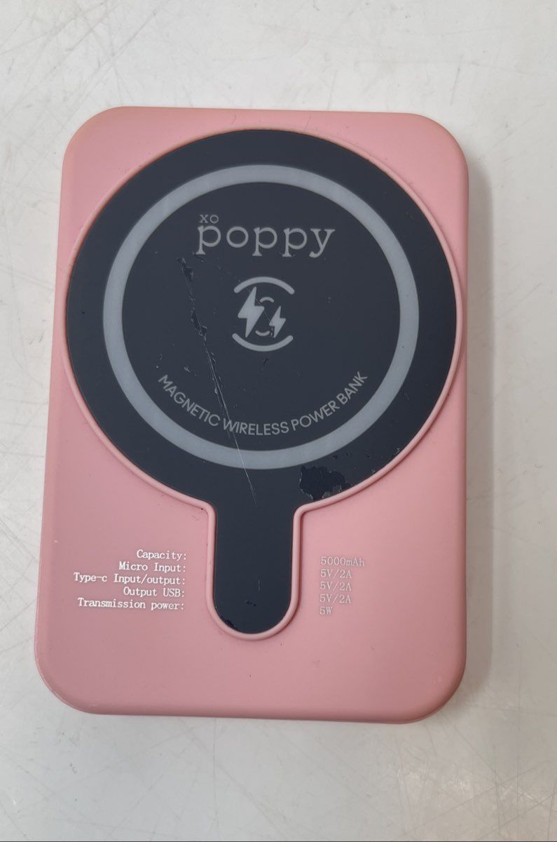 XO Poppy Pink 5000mAh Fast Charging Magnetic Wireless Power Bank Not T ...