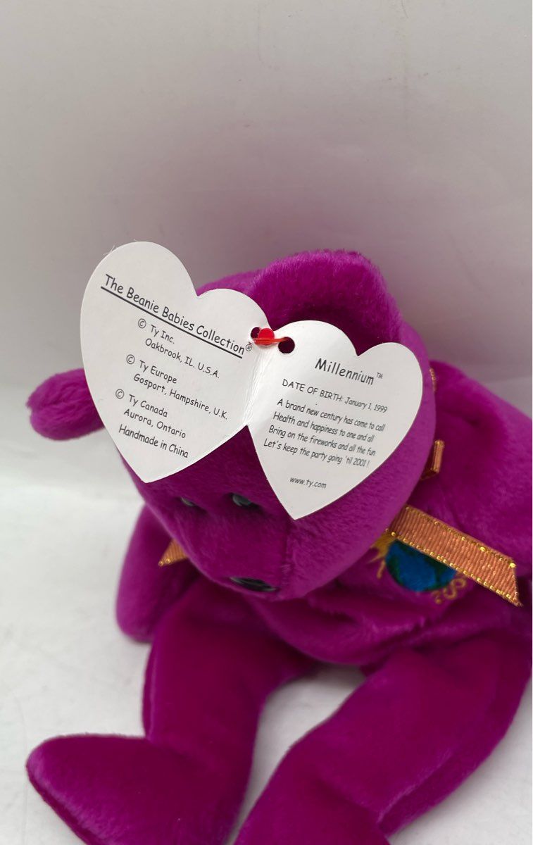 Ty Beanie Babies Baby Decade Bear Purple Stuffed Animal 2003 With Tag ...
