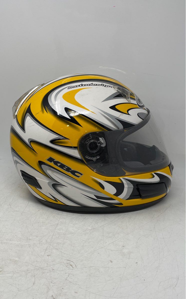 KBC Moto-Designer Black White And Yellow Full-Face Motorcycle Helmet ...