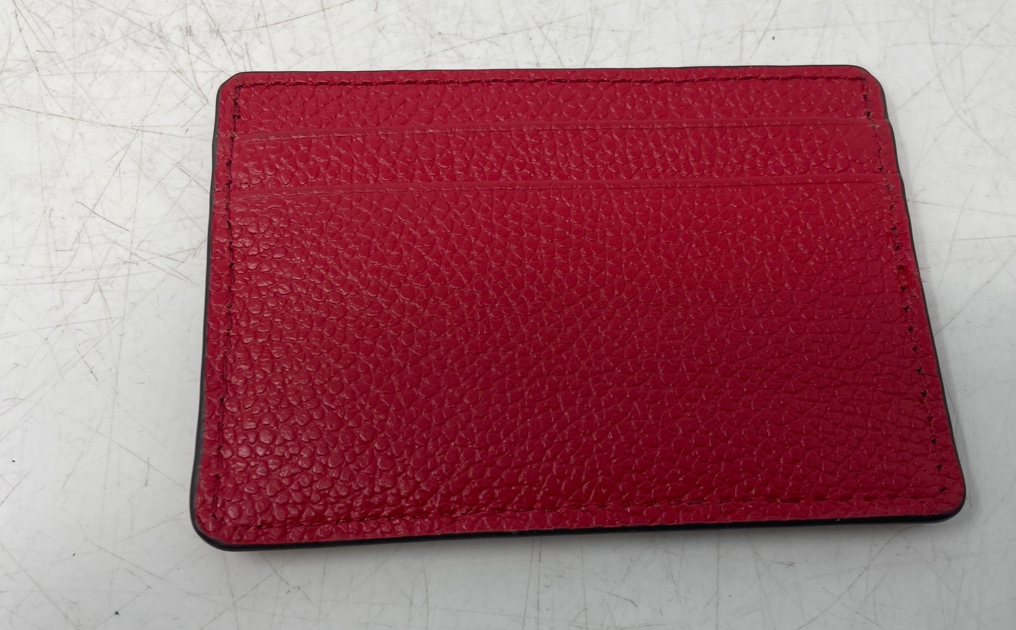Michael Kors Womens Red Pebbled Leather Logo Jet Set Card Holder Case ...