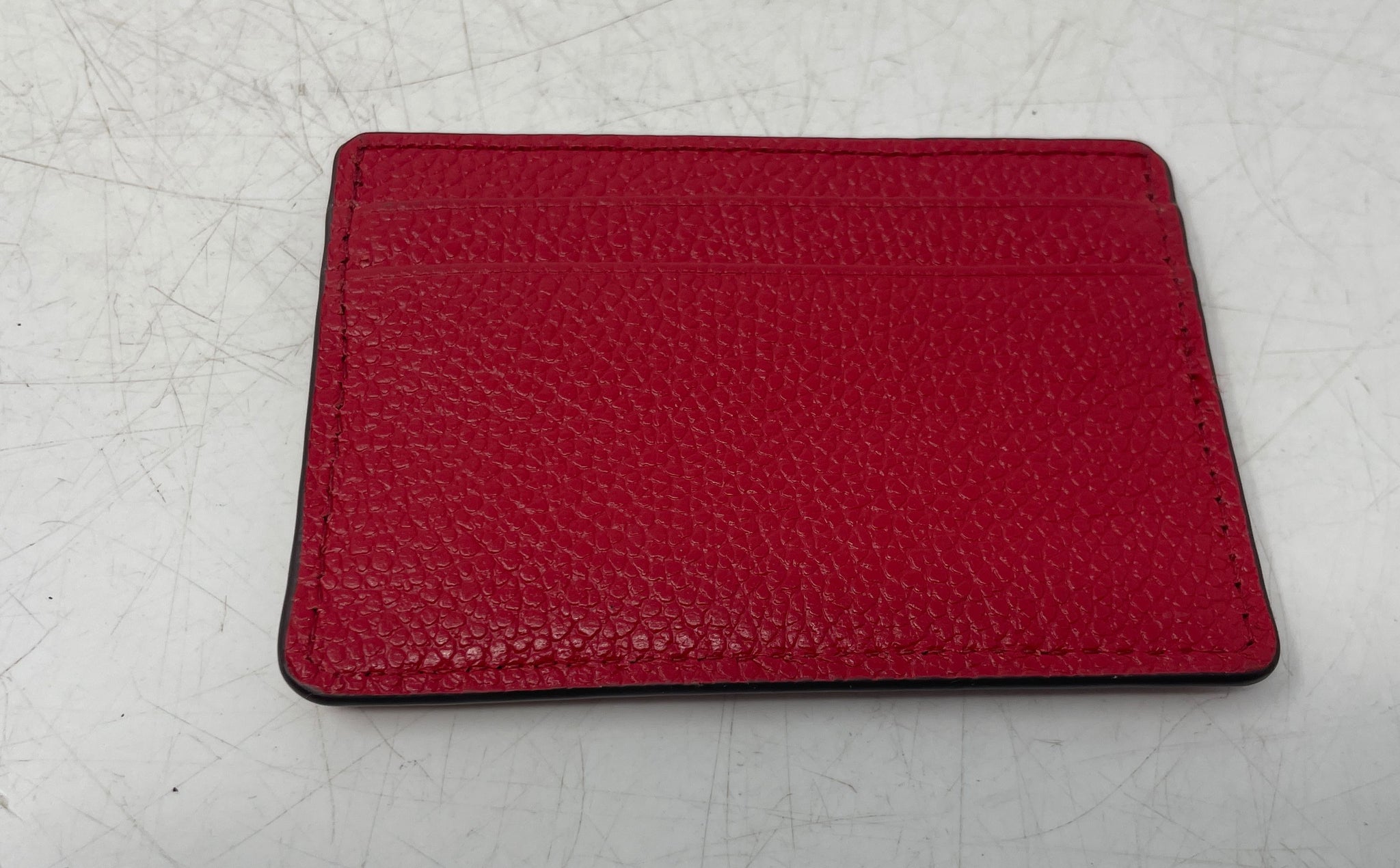 Michael Kors Womens Red Pebbled Leather Logo Jet Set Card Holder Case ...
