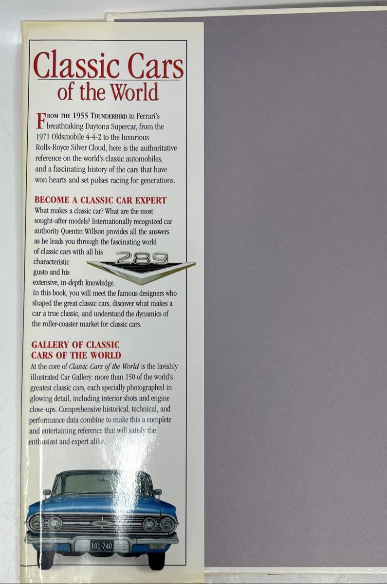 Classic Cars Of The World Juvenile Non-Fiction Hardcover Book By Quent ...