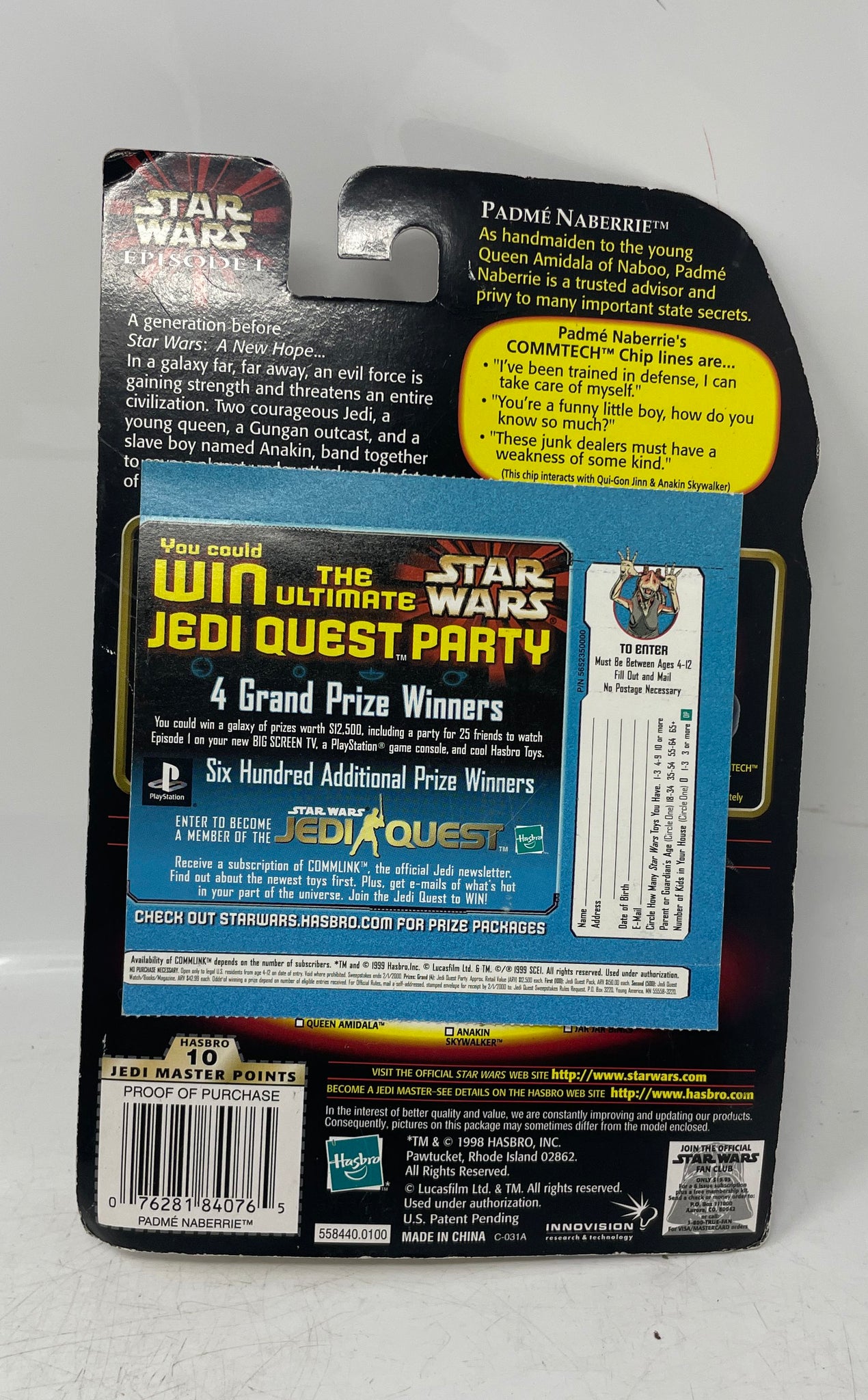 Star Wars Episode 1 CommTech Padme Naberrie w/ Pod Race View Screen Fi ...