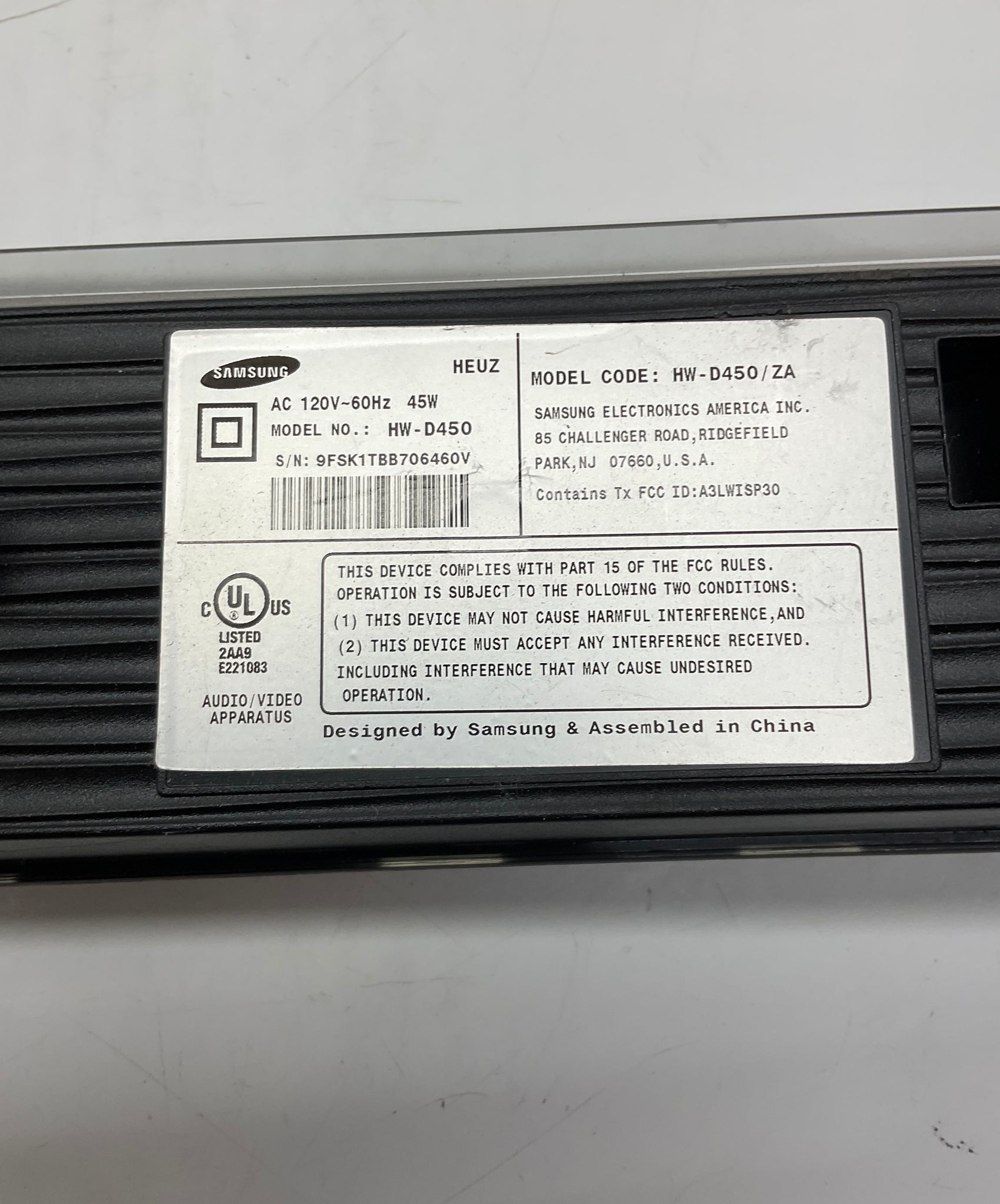 Samsung Model HW-D450 Black Wired Portable Home Music Speaker System ...