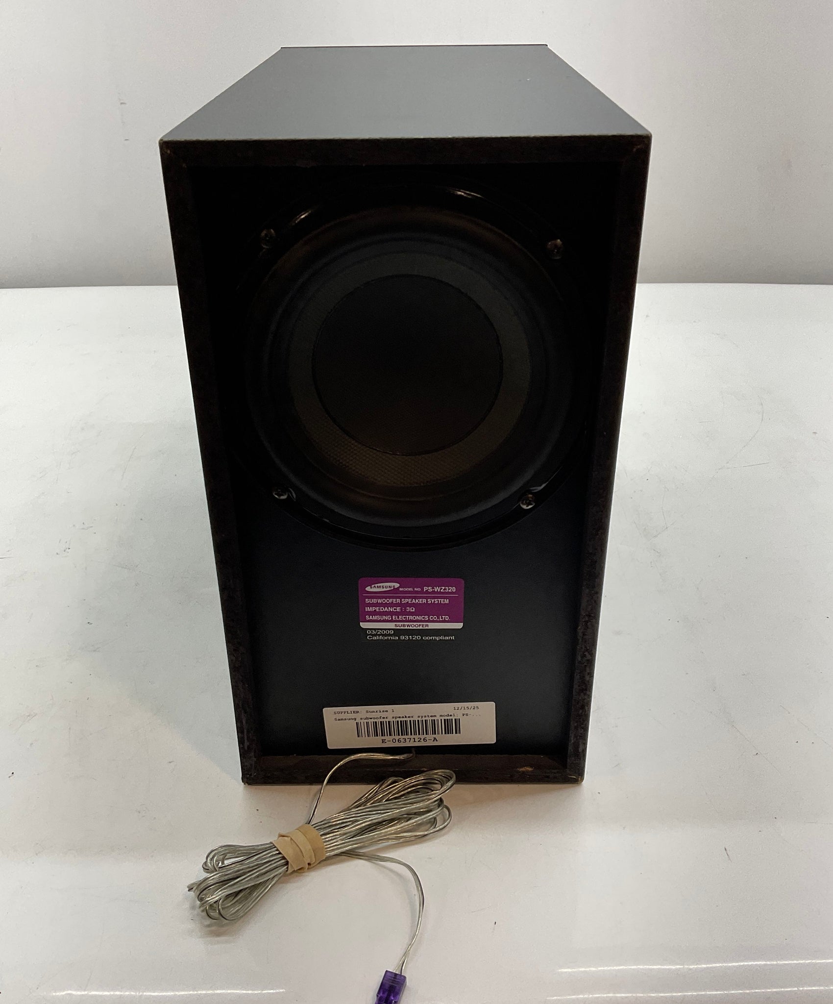 Samsung Model PS-WZ320 Black Wired Subwoofer Speaker System Not Tested ...