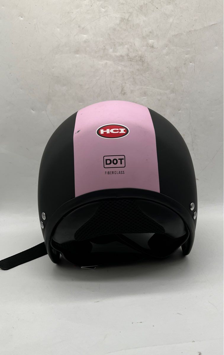 HCI 16 Black Pink Dot Approved Fiberglass Open Face Motorcycle Helmet ...